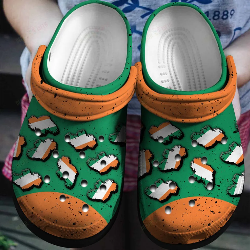 Ireland Flag In Map Crocs Classic Clogs - Viper Prints