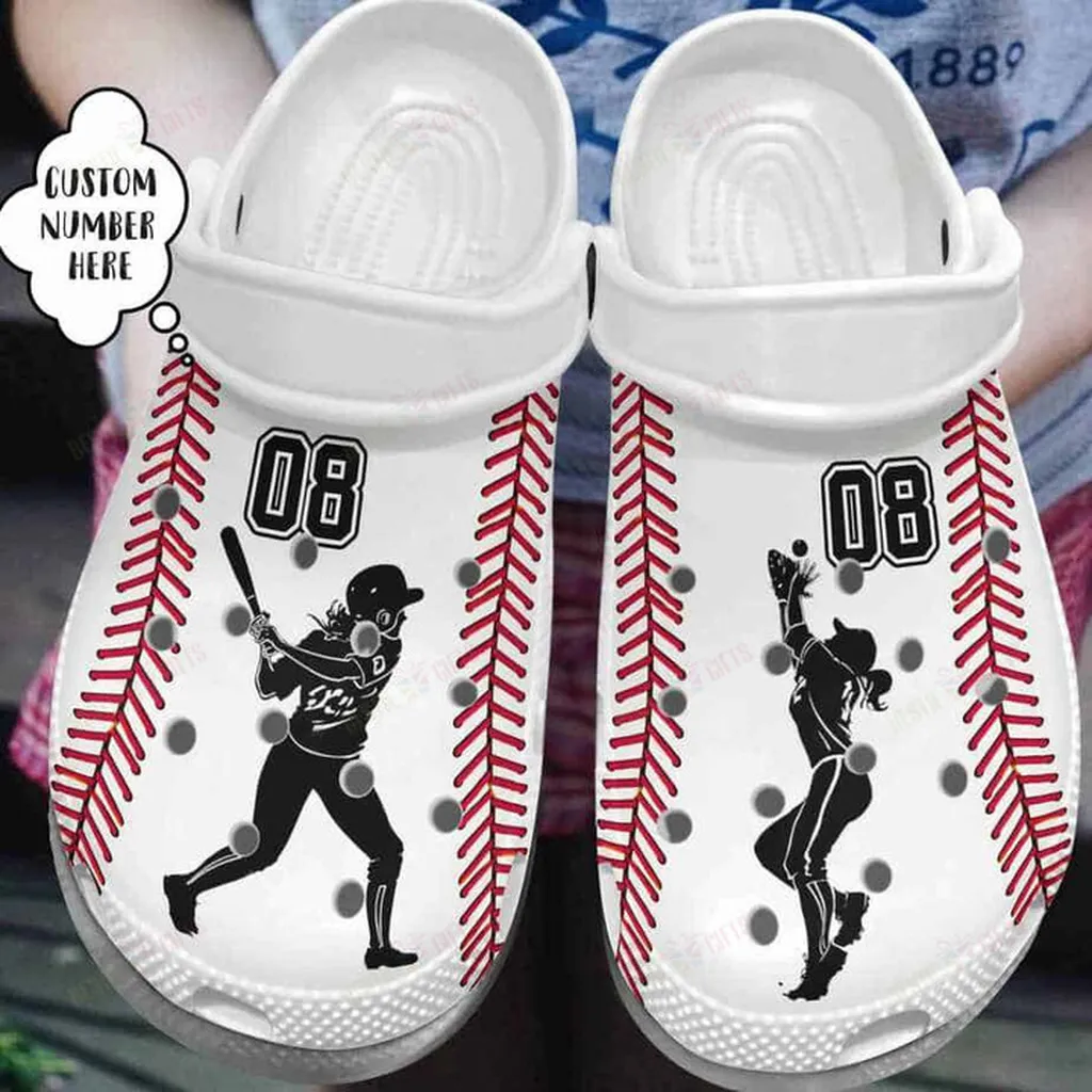 Personalized Baseball Girl Batter Player Crocs Classic Clogs - Viper Prints