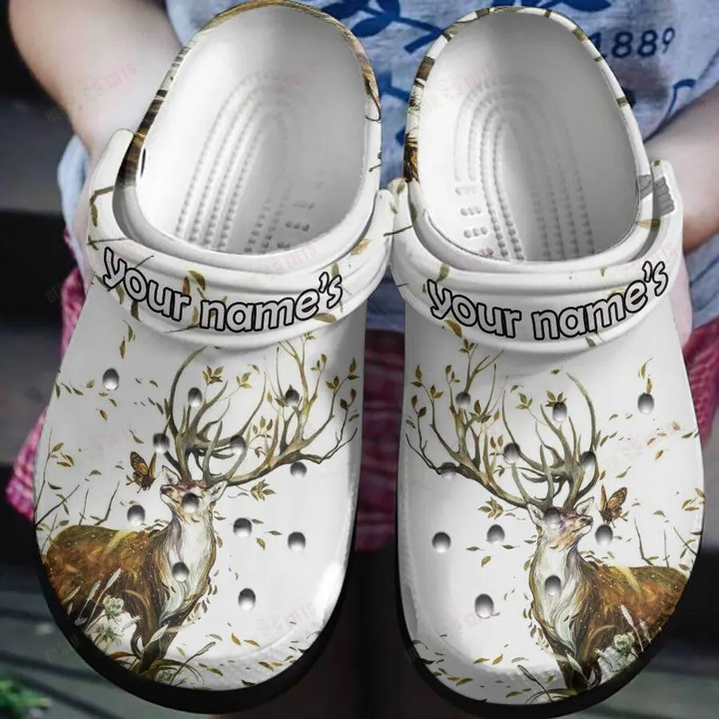 Personalized Deer Tree Leaves Crocs Classic Clogs - Viper Prints